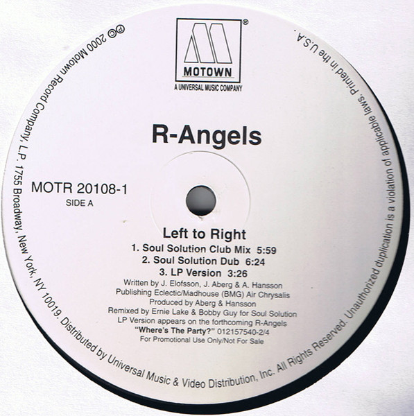 R-Angels – Left To Right – AVG RECORD STORE